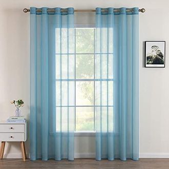 Miulee 2 Panneaux Couleur Pure Rideaux De Fen&ecirc;tre Transparents Lisse &Eacute;l&eacute;gant Panneaux Voile De Fen&ecirc;tre/Rideaux/Traitement pour Chambre Salon 140X160CM(L X H)