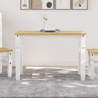 vidaXL Esstisch Corona Wei&szlig; 112x60x75 cm Massivholz Kiefer - Vidaxl