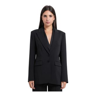 Patrizia Pepe Blazer Deux Boutons Stretch Fluide - Femme - Vestes - Noir - Taille: 46 FR
