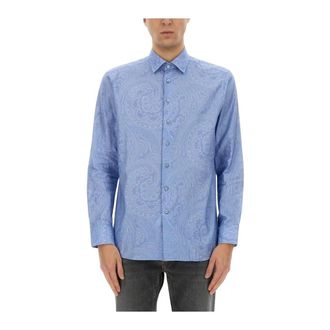 Etro Floral Paisley Baumwollhemd - - Shirts - Herren - Blau - L