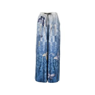 Pierre-Louis Mascia Femme, Pantalons, Bleu, Taille: 42 FR Printed Silk Pantalons