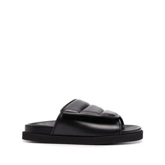 Gia Borghini Schwarze Leder-Casual-Open-Flats-Mules - - Shoes - Damen - Schwarzk - 36 EU