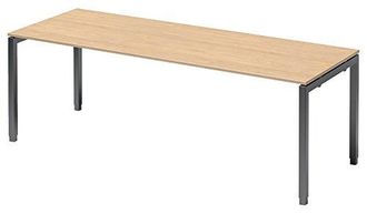 Bisley Cito Schreibtisch, 650-850 mm höheneinstellbares U-Gestell, Metall, Mp334 Dekor Ahorn, Gestell Anthrazitgrau, 80 x 220 x 85 cm