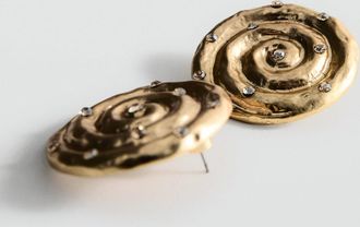 Mango Boucles doreilles spirales cristaux or - Femme - Taille unique - MANGO