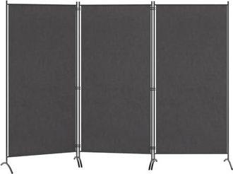 Giantex Cloison à 3 Panneaux Autoportante, Paravent Pliable avec Charnières Résistantes en Acier pour Salon, Bureau 260X183CM, Noir/Blanc/Gris/Marron (Gris)