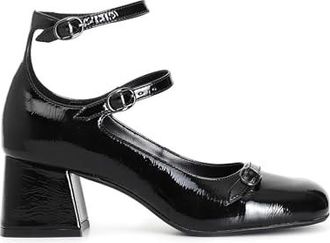 Caf&egrave;noir D&eacute;collet&eacute; Avec 3 Boucles Effet Verni, Pour Femme, Couleur Noir, Taille 41