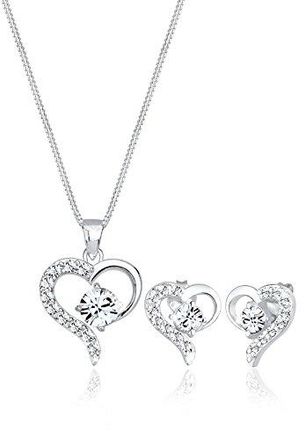 Elli Ensemble de Bijoux Coeur Amour Ensemble de Bijoux Femme - (925/1000) Argent Cristal