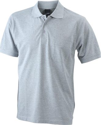 James & Nicholson Klassisches Poloshirt mit Brusttasche (3XL, grey-heather)