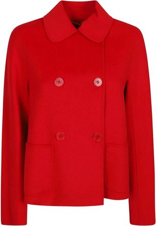 Max Mara Femme, Vestes, Rouge, Taille: 34 FR Veste Courte Crois&eacute;e &agrave; Col Arrondi