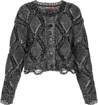 Mymo Strickjacke Frauen schwarz/offwhite