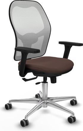 Piqueras y Crespo B&uuml;rostuhl, weiche Rollen, 3D-Arme, h&ouml;henverstellbare Lendenwirbelst&uuml;tze, ausgestattet mit Syncro/Traslack und Schaumstoff, Wei&szlig;/Dunkelbraun