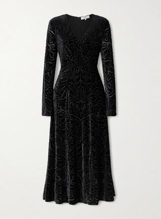 Sea New York Julie Midikleid Aus Devor&eacute;-samt Mit Raffungen - Schwarz