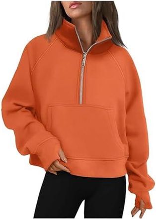 Generic Sweats de campagne tendance pour femme - Style d&eacute;contract&eacute; - Couleur unie - Doublure en polaire - Col montant - Fermeture &eacute;clair - Coupe ample - Tenda