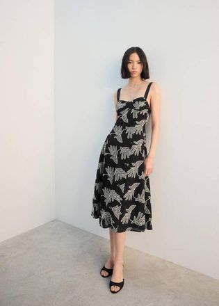 Mango Robe &agrave; broderie florale noir - Femme - XS - MANGO