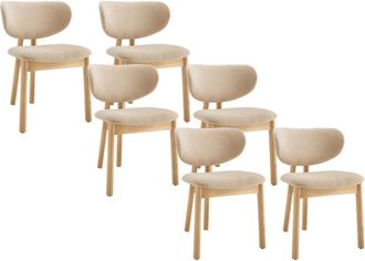 Vente-Unique 6er-Set Stühle - Stoff & Kautschukholz - Beige - FALDRA