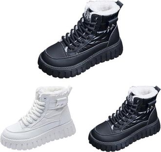 Generic Bottes &agrave; lacets pour femme - &Eacute;pais et chauds - Doublure en fausse fourrure - Isolation confortable - Imperm&eacute;ables - Antid&eacute;rapantes, Noir, 36.5 EU