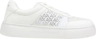 A|X Armani Exchange Femme, Chaussures, Blanc, Taille: 38 1/2 EU All-Over Rhinestone Baskets