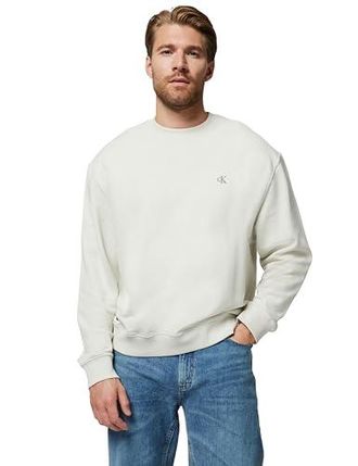 Calvin Klein Ls EU 350terry Monogram CN Swtsh Lv04rc296g Sweatshirts, White(Chalk), L Homme