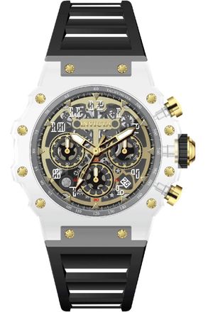 Invicta Racing 69690 Herrenuhr - Quarzwerk - Acryl mit goldenem Zifferblatt - 43 mm