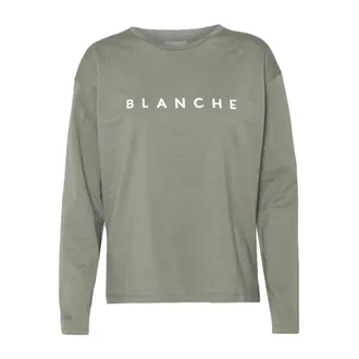 Blanche Haupt-neues Logo Longsleeve T-Shirt Blanche