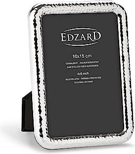 Edzard Cadre photo Amalfi (10x15 cm), design martel&eacute;, argent&eacute;, prot&eacute;g&eacute; contre le ternissement, avec 2 suspensions - &agrave; poser ou &agrave; suspendre