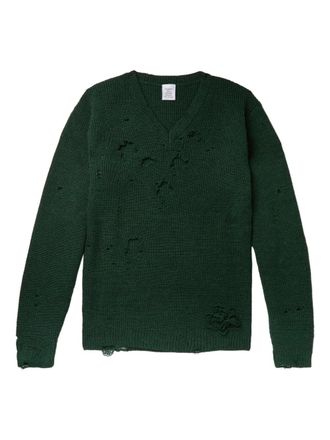 VETEMENTS pull en laine à effet usé - Vert
