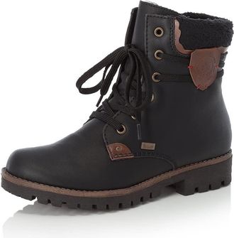 Rieker Damen Schnürstiefeletten 785G5, Frauen Stiefeletten, wasserabweisend, riekerTEX,uebergangsschuhe,uebergangsstiefel,schwarz (02),39 EU / 6 UK
