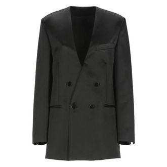 Philosophy di Lorenzo Serafini Satin Blazer V-Ausschnitt Jacke - - Jackets - Damen - Schwarzk - XS