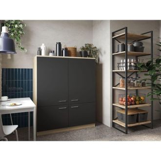 Respekta Haushaltsschrank Putzschrank Schrank 120 cm Eiche Sägerau Schwarz Merle Respekta