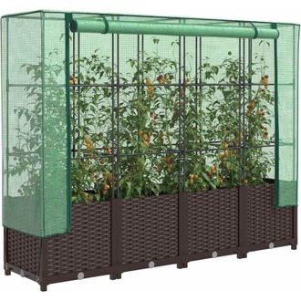 vidaXL Vidaxl - Jardini&egrave;re sur&eacute;lev&eacute;e avec housse aspect rotin 160x40x138 cm