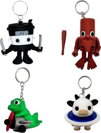 Generico Lot de 4 porte-clés série Cuties Brainrot Italian Memes Bébé - Tung Tung Sahur, Saturne Saturnite, Cappuccino Assassino, Bombardino Crocodil - Les Bra