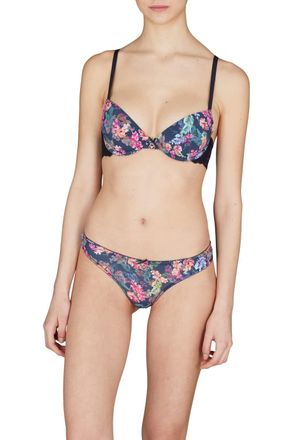Emporio Armani Womens Daily Charme Microfiber Push Up Bra, Undurchsichtige Inches, Marine Floral Print, 32B