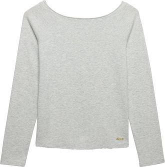 Superdry Damen Bardot Off-Shoulder Top Eisgrau Meliert 42