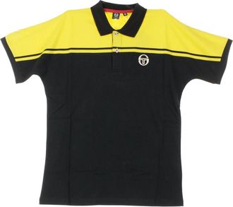 Sergio Tacchini Polo mit kurzen &Auml;rmeln in Schwarz/Senf - - Tops - Herren - Schwarzk - L