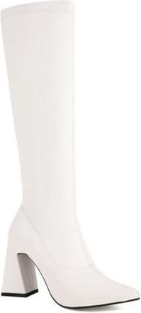 Generic Bottes fines et extensibles pour femme - Bout pointu - Talons &eacute;pais - &Agrave; enfiler - Pour lhiver, les mariages, les rendez-vous galants - Chaussures habi