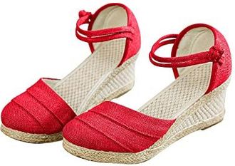 Generic Sandales compens&eacute;es pour femme - Style d&eacute;contract&eacute; et &eacute;l&eacute;gant - Couleur unie - Classique - &Eacute;l&eacute;gantes - Confortables - Semelle &eacute;paisse - Bout ferm&eacute; - S