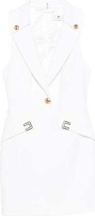 Elisabetta Franchi Femme, Robes, Blanc, Taille: 40 FR Mini-robe avec logo appliqu&eacute;