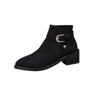Generic Bottines Chelsea d&eacute;contract&eacute;es &agrave; talon &eacute;pais pour femme - &Eacute;l&eacute;gantes - Couleur unie - Boucle lat&eacute;rale - Fermeture &eacute;clair lat&eacute;rale - Classique et confor