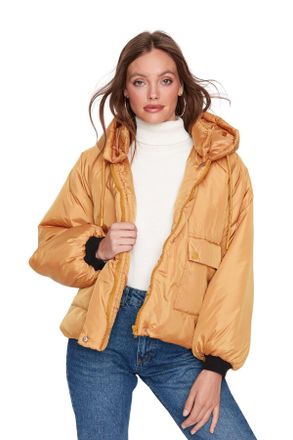 Trendyol Trendyol Damen Oversize Puffer Plain Webstoff Winterjacke Coat, Orange, x_s
