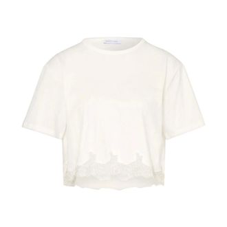 Patrizia Pepe Femme, Tops, Blanc, Taille: 42 FR T-shirt court avec dentelle