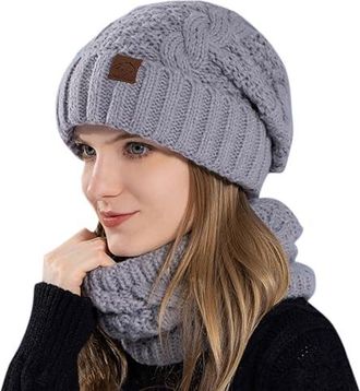 Generic Bonnet Femme Hiver Bonnet Femme Chapeau Femme Hiver Confortable Classique - Bonnet Cyclisme Femme Hiver, Tricot &Eacute;pais Respirant, Parfait pour Matin Fr