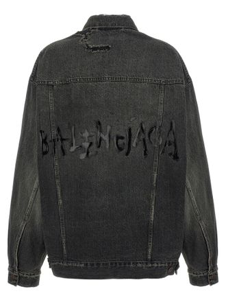 Balenciaga Womens Gray Cotton Denim Jacket Clothing