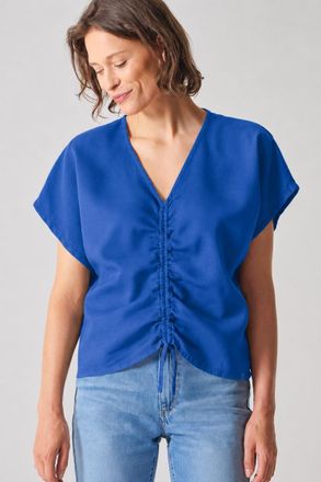 Hempage Hempage Damen vegan Bluse Gathered Summer Royalblau