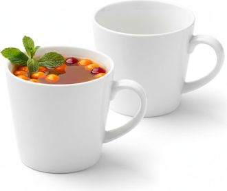 Wilmax England Wilmax - Teetassen & Kaffeetassen - 2er Set - 280ml - Kaffeebecher Porzellan - Becherset - Tasse f&uuml;r Tee, Kaffee, Cappuccino - Porzellantassen mit Gri