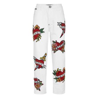 Philipp Plein Femme, Jeans, Blanc, Taille: W31 Jeans Mom Fit Love