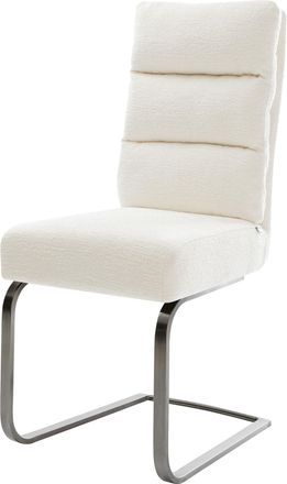 DELIFE Schwingstuhl Pela-Flex Freischwinger flach Graphit Boucl&eacute; Soft Beige Taschenfederkern