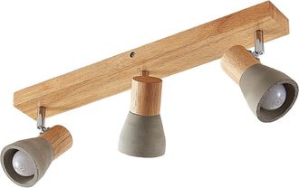 Lindby Deckenlampe Holz Beton, Deckenstrahler schwenkbar und drehbar 3x E14 max. 8W ohne Leuchtmittel Strahler Spots Deckenleuchte