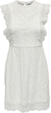 Only Damen Spitzenkleid Onlnew Karo Life Sl Lace Dress WVN, Cloud Dancer,XS