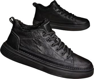 Generic Baskets pour Homme Cuir &agrave; Lacets Doublure en Peluche Polaire Chaude Chaussures De Sport Marche Semelle &Eacute;paisse Antid&eacute;rapante L&eacute;ger Tendances Sneakers 