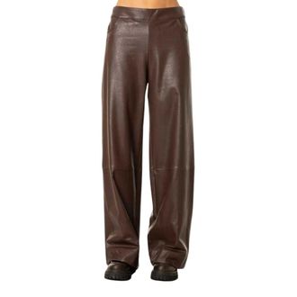 D.exterior Femme, Pantalons, Brun, Taille: 42 FR Pantalone largo in ecopelle